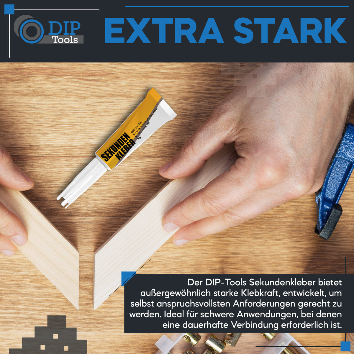 Sekundenkleber 6x3ml extra stark, schnelltrocknend & ablauffest - neu | DIP-Tools Shop