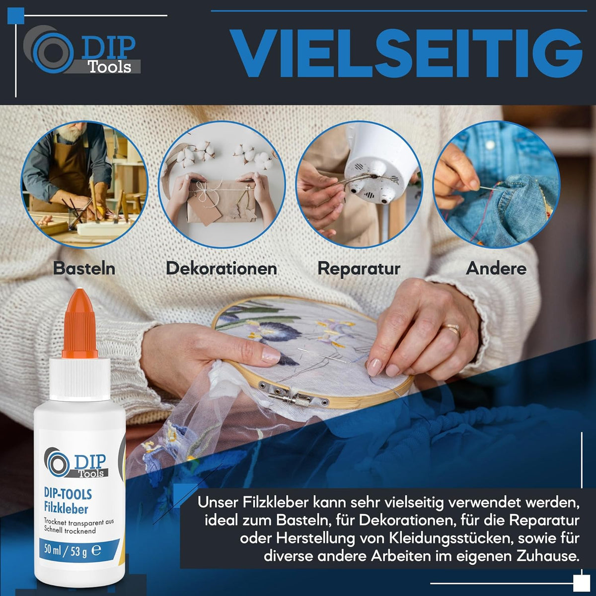 Filzkleber I transparent & schnelltrocknend - neu - 50ml | DIP-Tools Shop